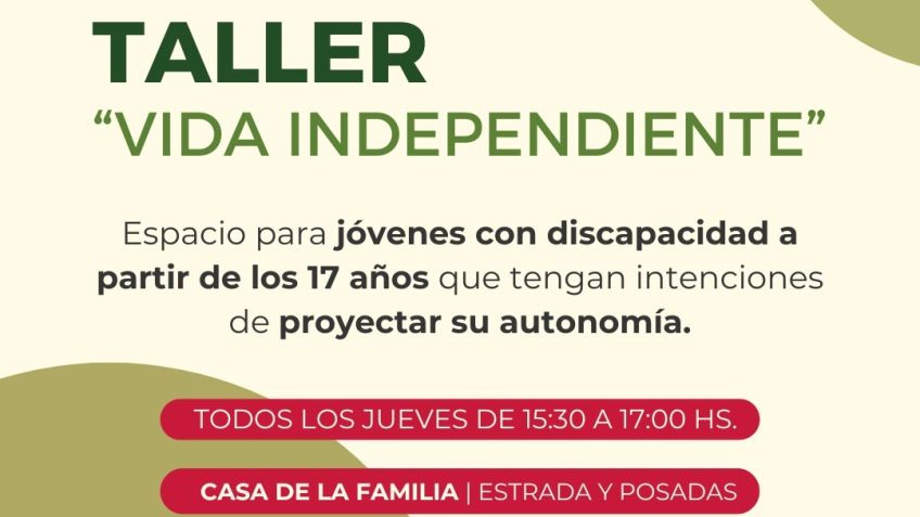 Inscripciones abiertas para el taller gratuito "Vida Independiente"