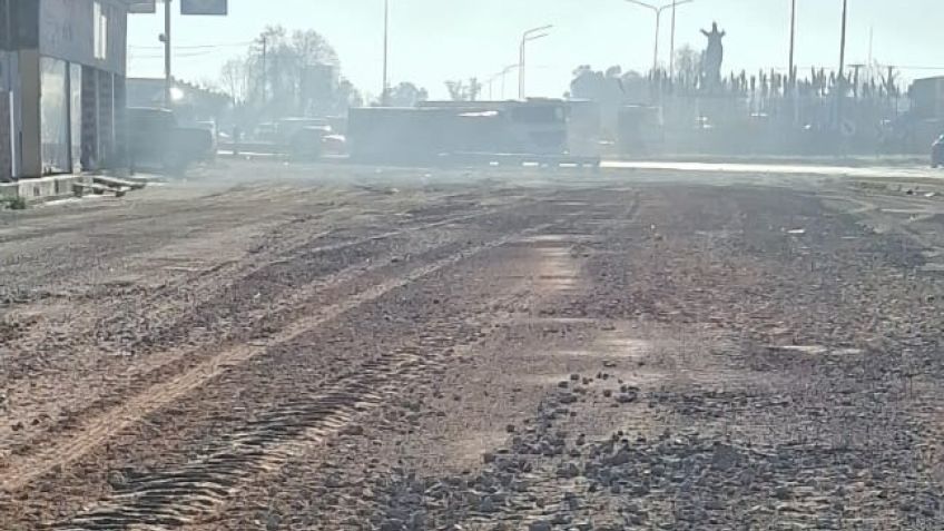 Trabajos de mantenimiento de las calles colectoras de la Ruta Nacional 205